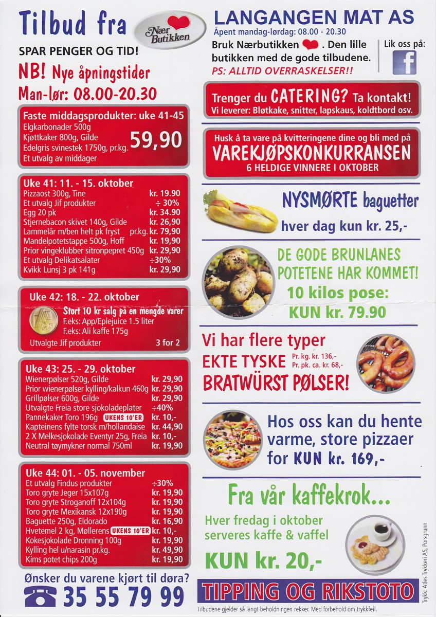 Tilbud fra butikken for oktober og november